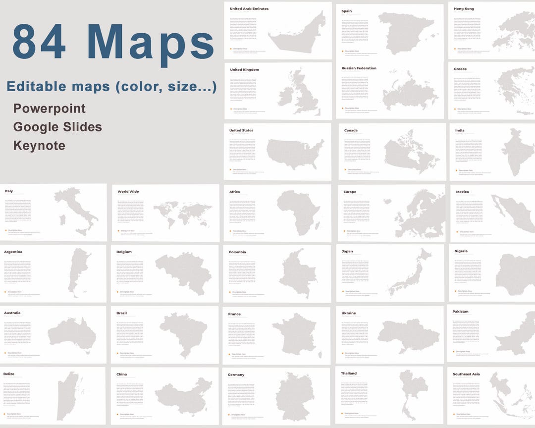 Tailored Editable Map Powerpoint Template, World Map Powerpoint Fully ...