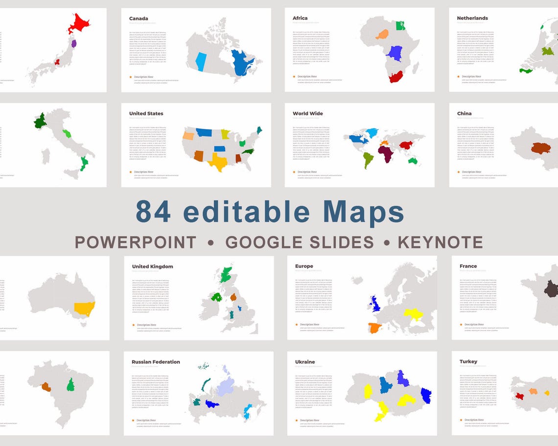 Tailored Editable Map Powerpoint Template, World Map Powerpoint Fully ...