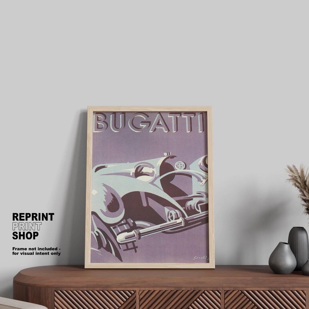Vintage Bugatti Poster | Retro 1930s French Automobile Advertisement ...