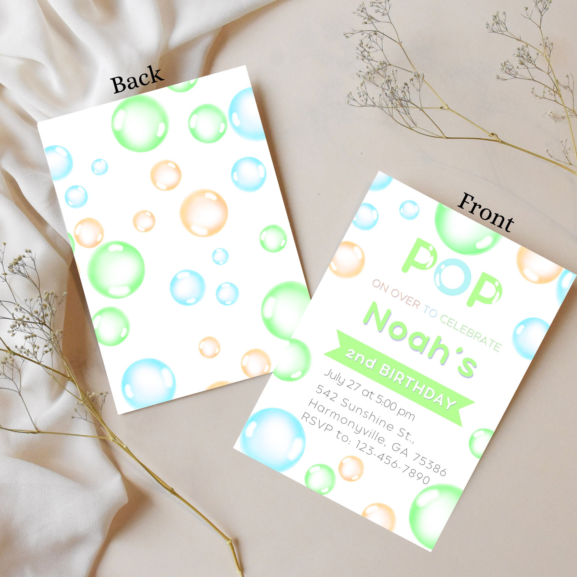 Editable Bubble Birthday Invitation, Boy Bubble Birthday Party, Bubbles ...