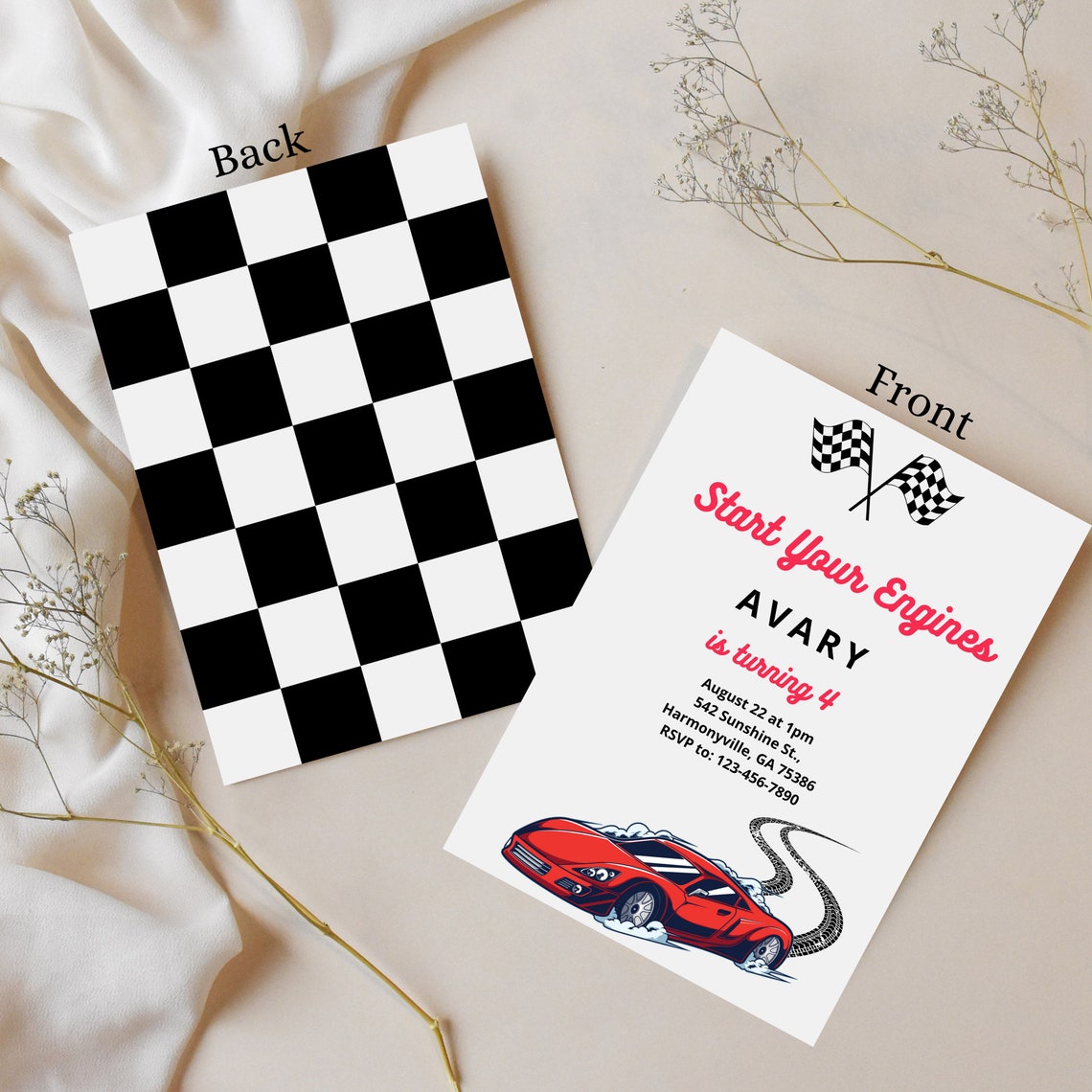 Editable Race Car Birthday Invitation, Race Car Party, Racing Birthday ...