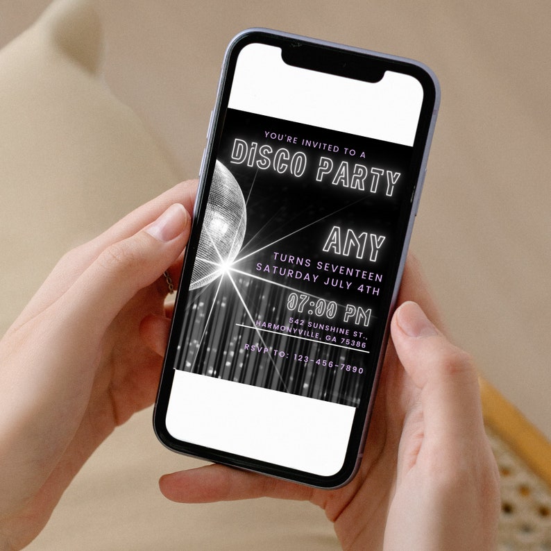 Editable Disco Party Invitation, Disco Ball Invite, 70s Birthday ...