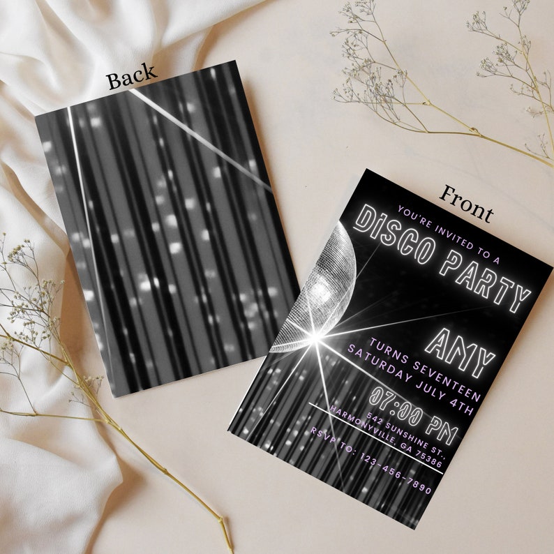 Editable Disco Party Invitation, Disco Ball Invite, 70s Birthday ...