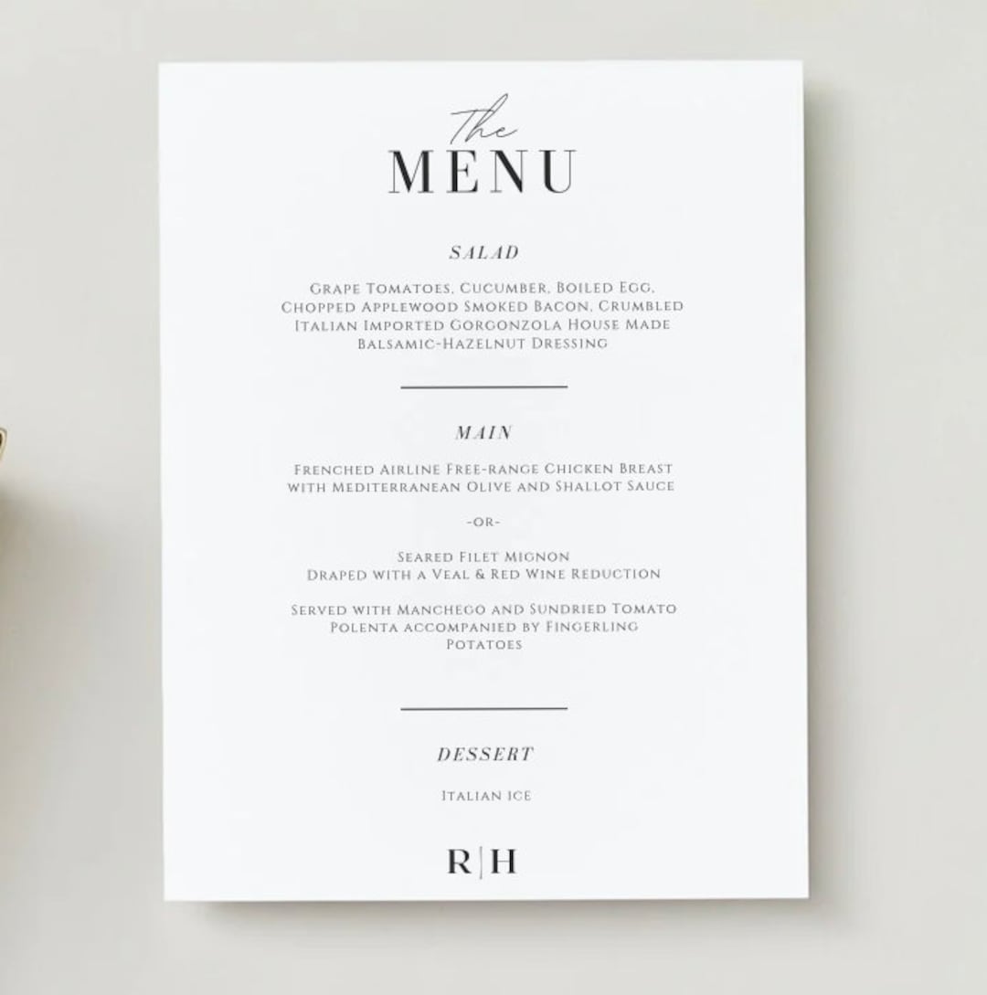 Menu Template - Etsy