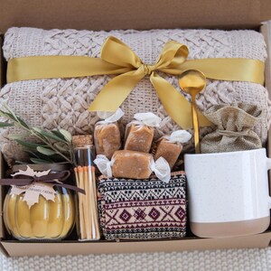 Cozy Gift Set for Women Blanket Hygge Gift Care Package Women Self Care Gift Box Gift for Mom ...