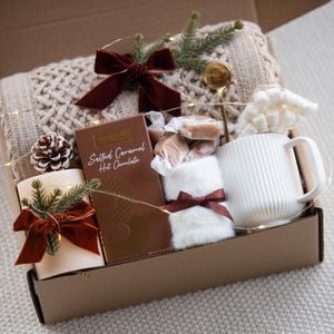 Cozy Gift Set for Women Blanket Hygge Gift Care Package Women Self Care Gift Box Gift for Mom ...
