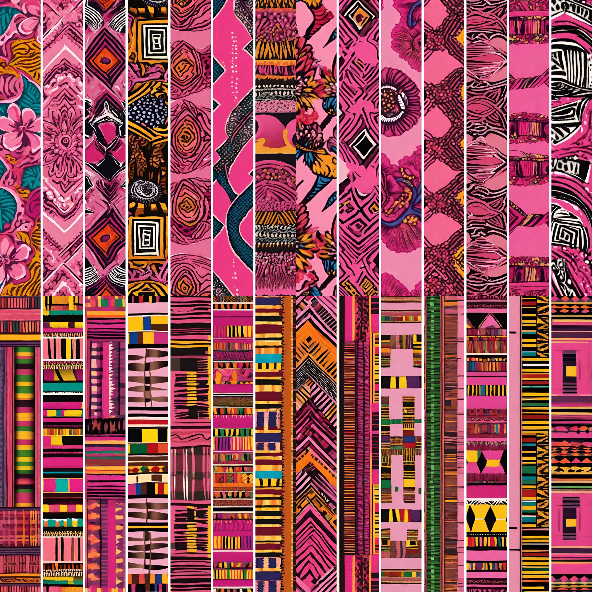 Pink Ankara and Kente Prints, African Digital Paper (digital Download ...