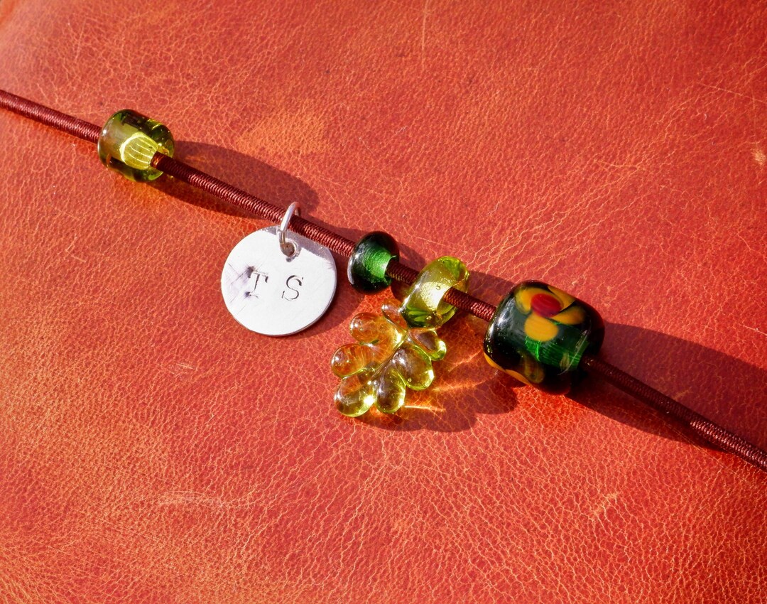 Monogrammed Journal Band: Handmade Glass Beads, Personalized Charm - Etsy