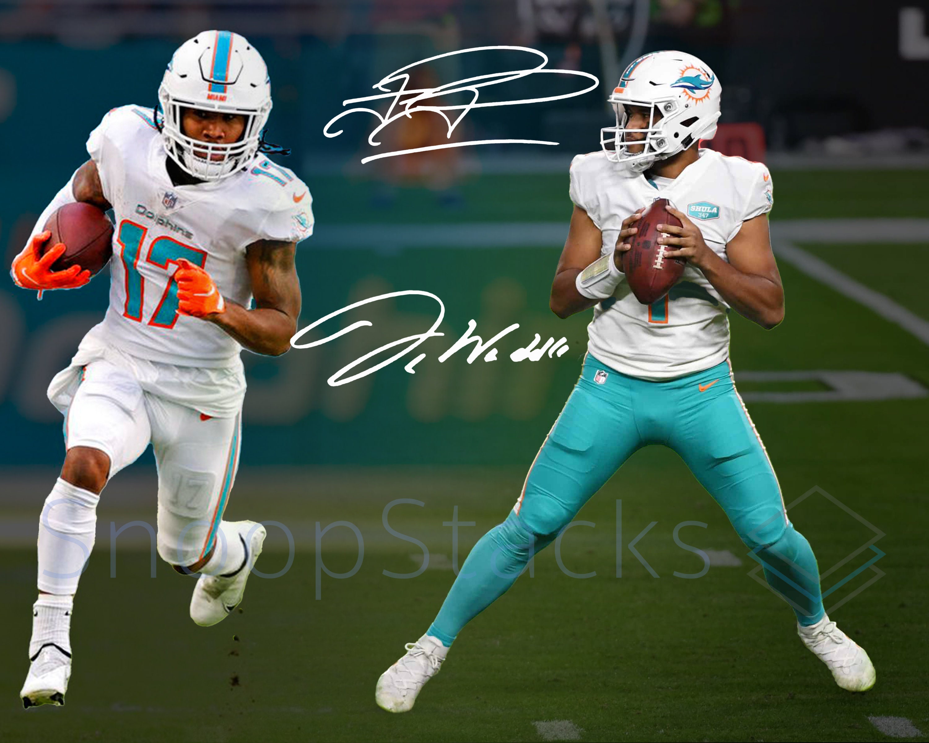 Tua Tagovailoa Jaylen Waddle 8x10 Glossy Photo RP Autograph Signature ...