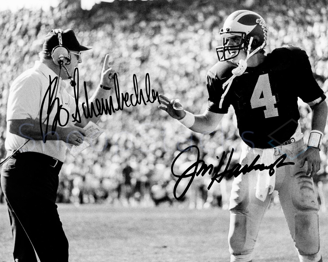 Jim Harbaugh Bo Schembechler Signed 8x10 Glossy Photo Autographed Rp
