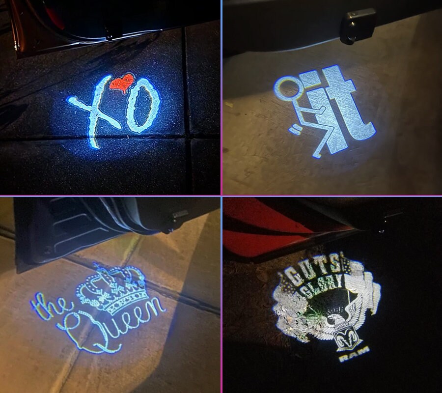 Personalized Car Led Welcome Door Light 2X Set Black or Carbon With ...