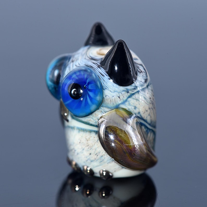 One Grace Lampwork Owl - Free Style Ivory Black Handmade Glass Beads ...