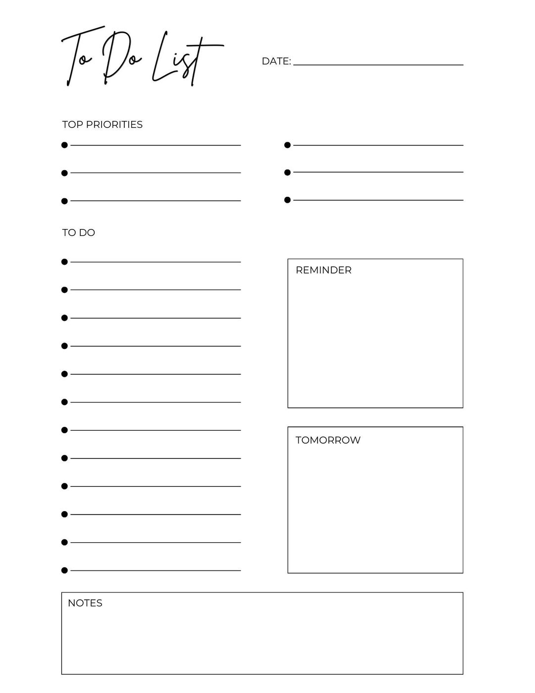 Black and White Simple to Do List - Etsy