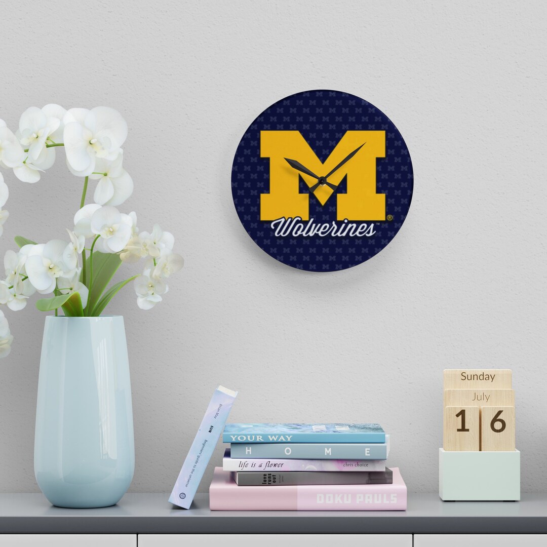 University of Michigan Acrylic Wall Clock Elegant Round or Square ...