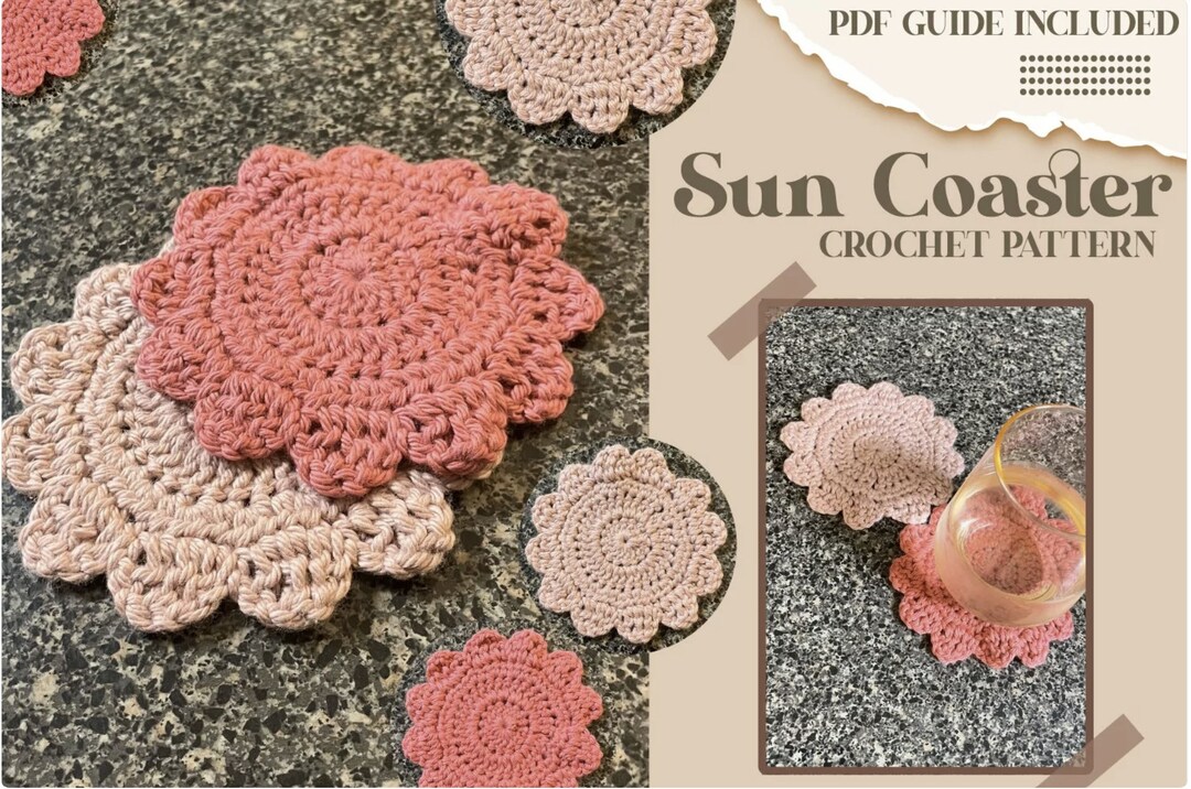 Sun Coaster Crochet Pattern - Crocheted Coaster PDF - Etsy