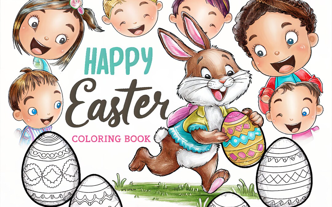Festive Easter Themed Coloring Book for Kids and Adults, Digital ...