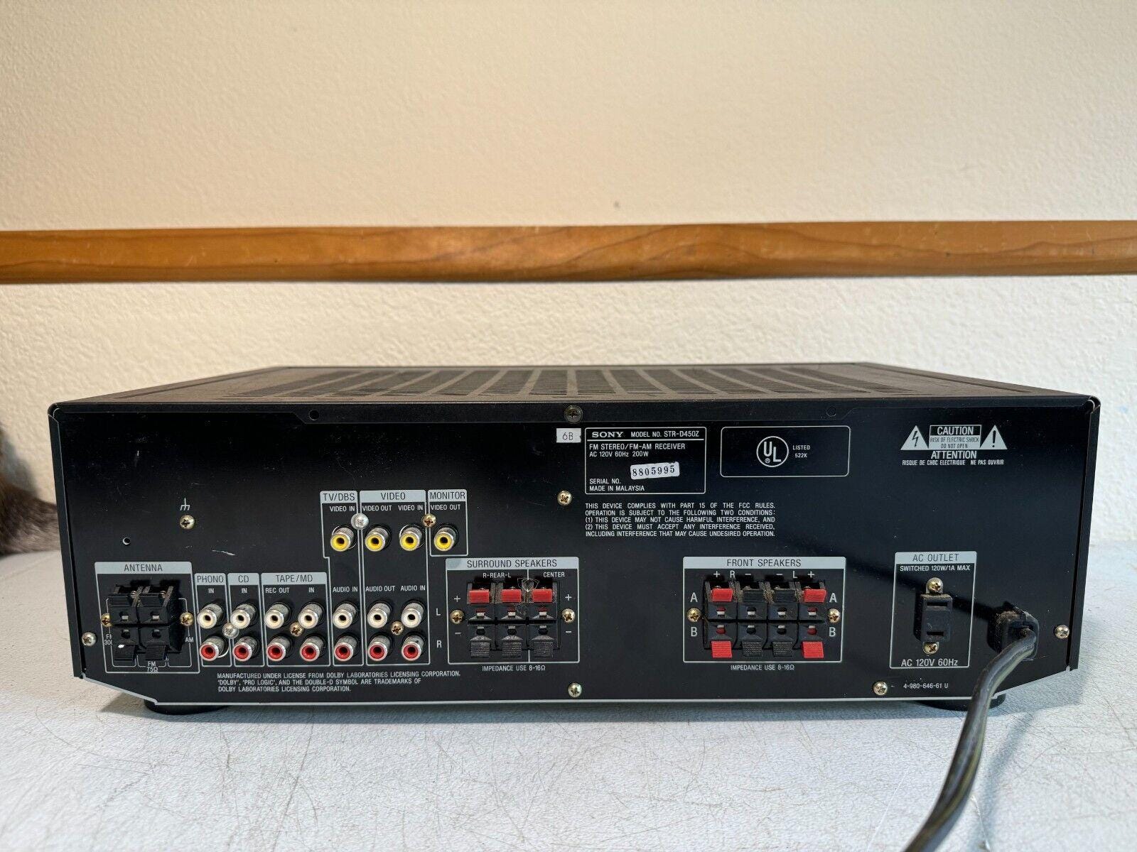 Sony STR-D450Z Receiver Hifi Stereo 5.1 Channel Phono Home Theater ...