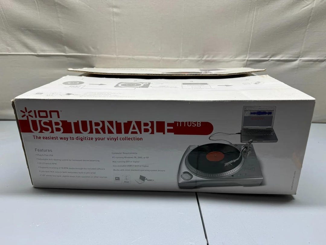 ION TTUSB Vinyl Archiver Recording USB Turntable Record Player Digitize ...