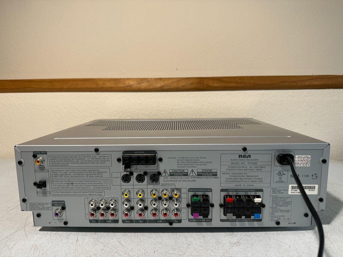 RCA RT2360 Receiver Hifi Stereo Vintage 5.1 Channel Home Theater Audio ...