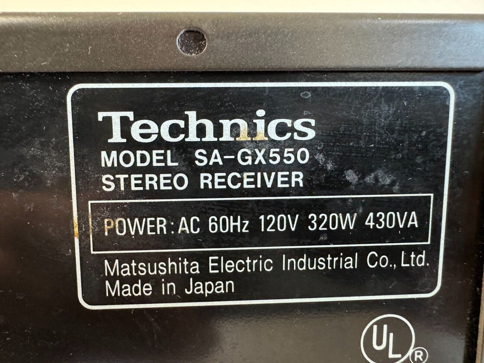 Technics SA-GX550 Receiver Hifi Stereo Vintage Phono Audiophile Radio ...