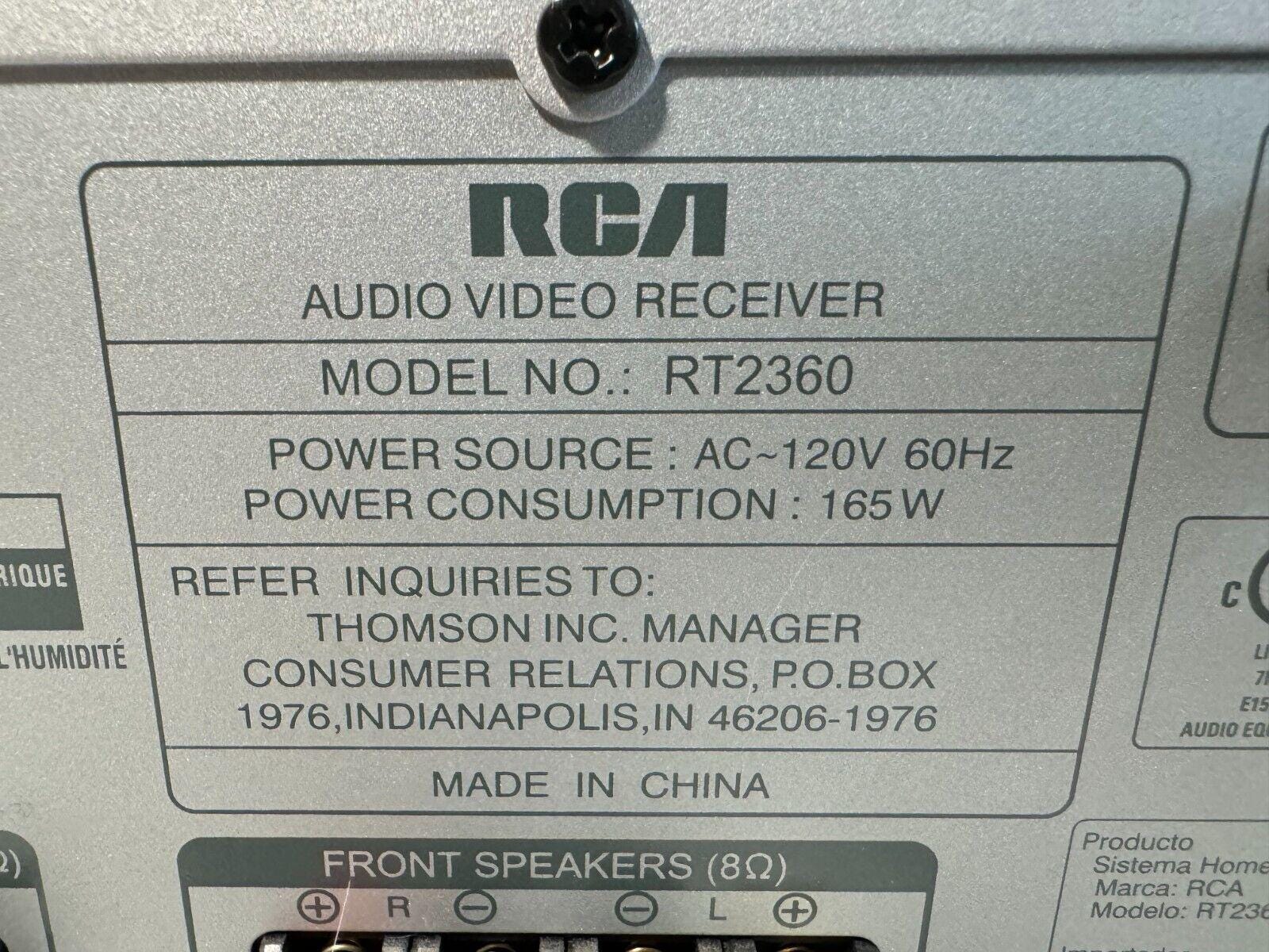 RCA RT2360 Receiver Hifi Stereo Vintage 5.1 Channel Home Theater Audio ...