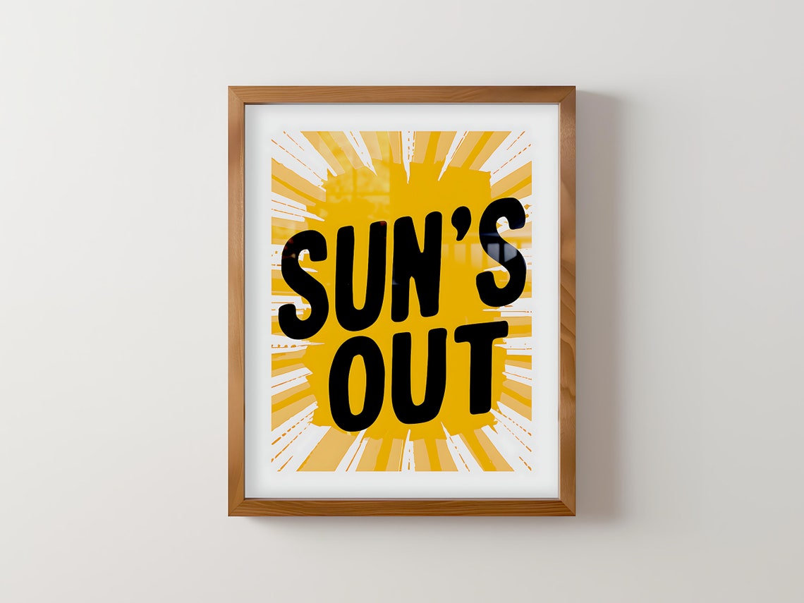Summer Wall Art || "sun's Out" Retro Style Poster || Typography Decor ...