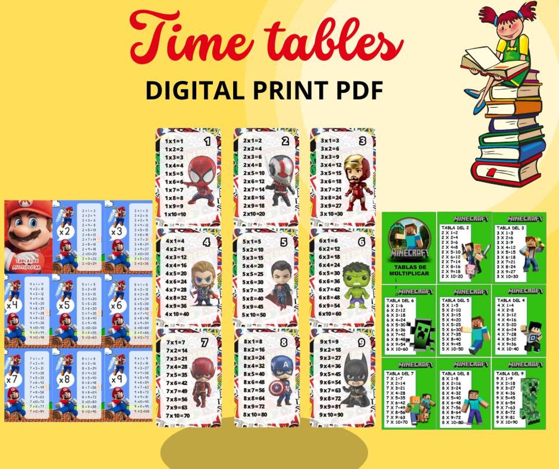 Animated Time Table for Kids Printable PDF Fun Math & Educational ...