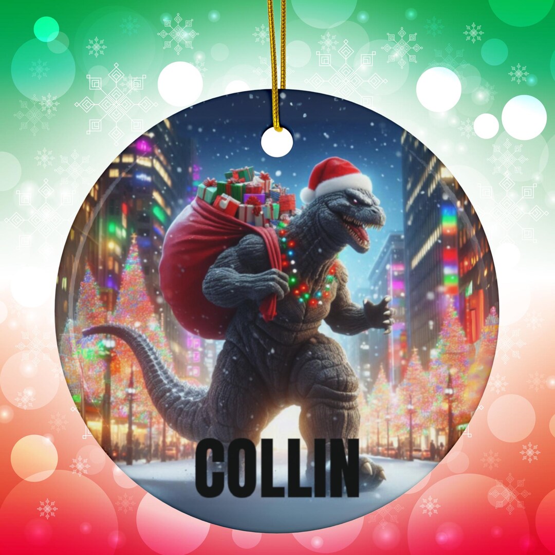 Godzilla Inspired Christmas Personalized Ornaments Unique Funny Holiday ...