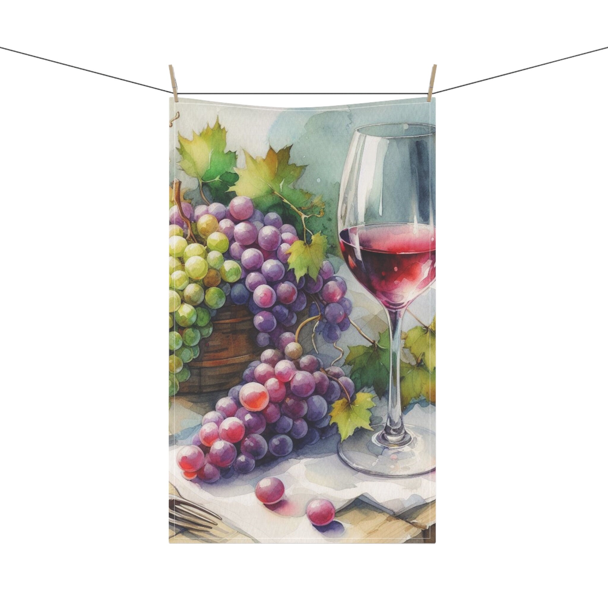 Decorative Large Kitchen Towel Kitchen Decor Grapes & Wine Dish Towel ...