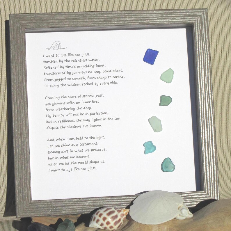 Sea Glass Poem Customize Framed Print Inspirational Wall Art Coastal ...