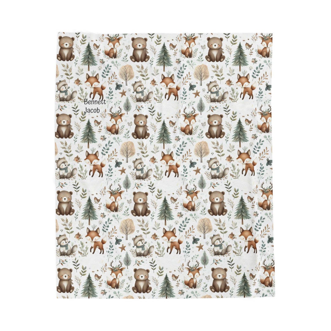 Carter Copy of Cozy Woodland Animal Plush Blanket, Soft Throw for Kids ...