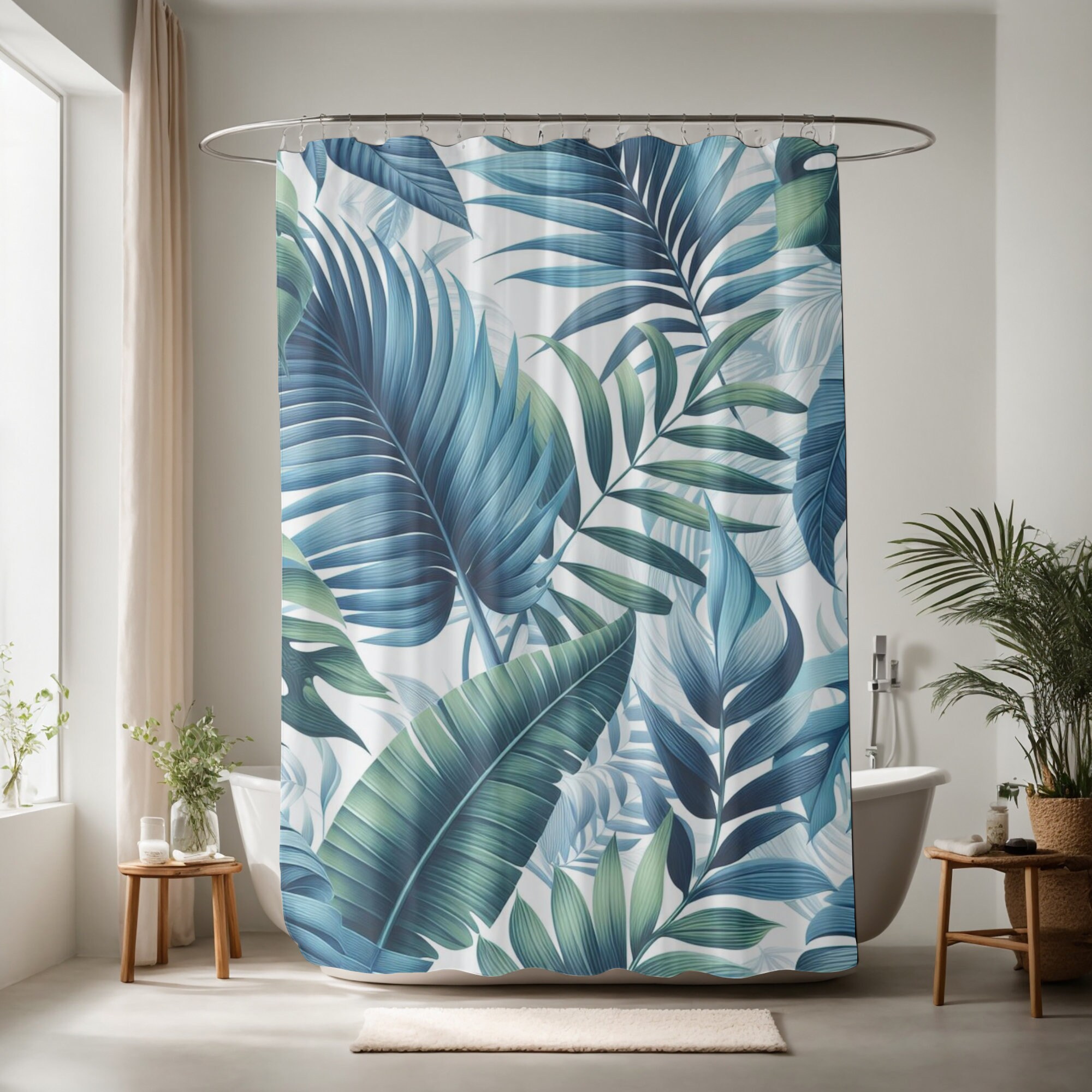 Shower Curtain Tropical Leaf Pattern Shower Curtain for Bathroom Home ...