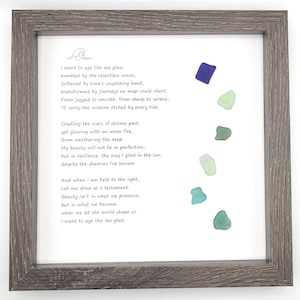 Sea Glass Poem Customize Framed Print Inspirational Wall Art Coastal ...