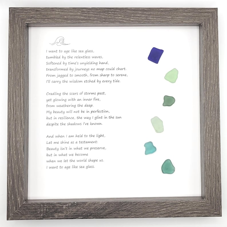 Sea Glass Poem Customize Framed Print Inspirational Wall Art Coastal ...