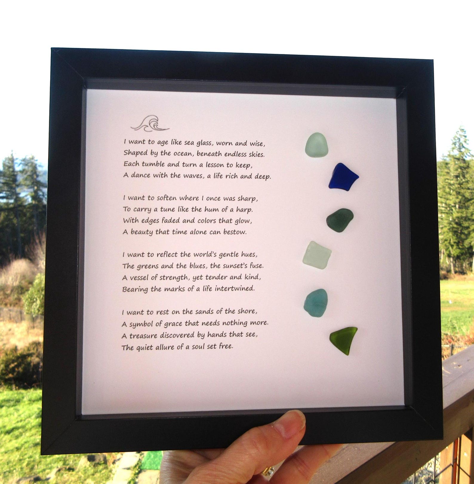 Sea Glass Poem Customize Framed Print Inspirational Wall Art Coastal ...