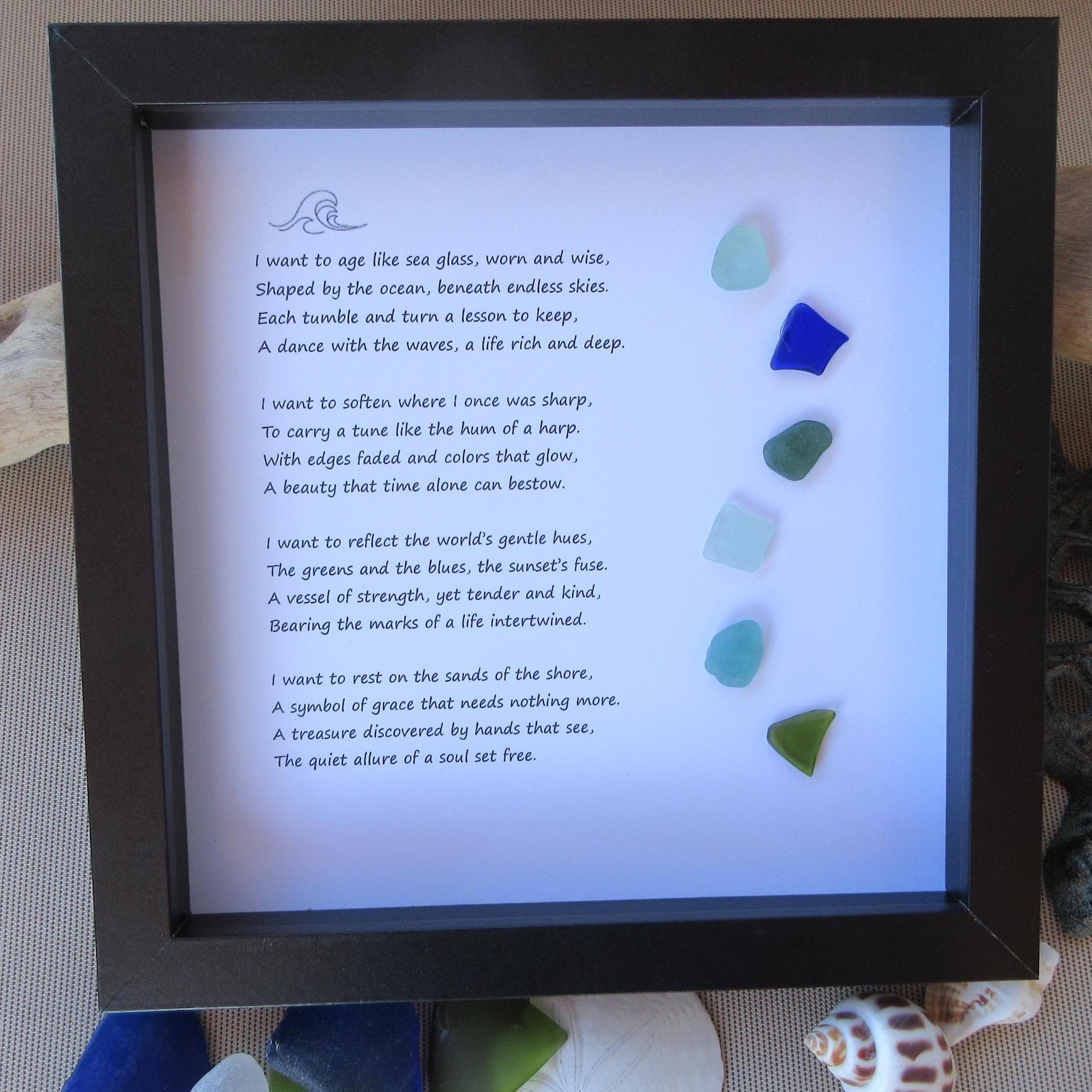 Sea Glass Poem Customize Framed Print Inspirational Wall Art Coastal ...
