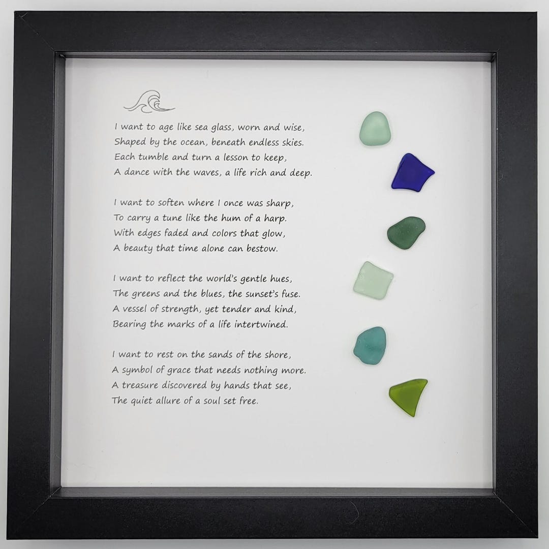 Sea Glass Poem Customize Framed Print Inspirational Wall Art Coastal ...