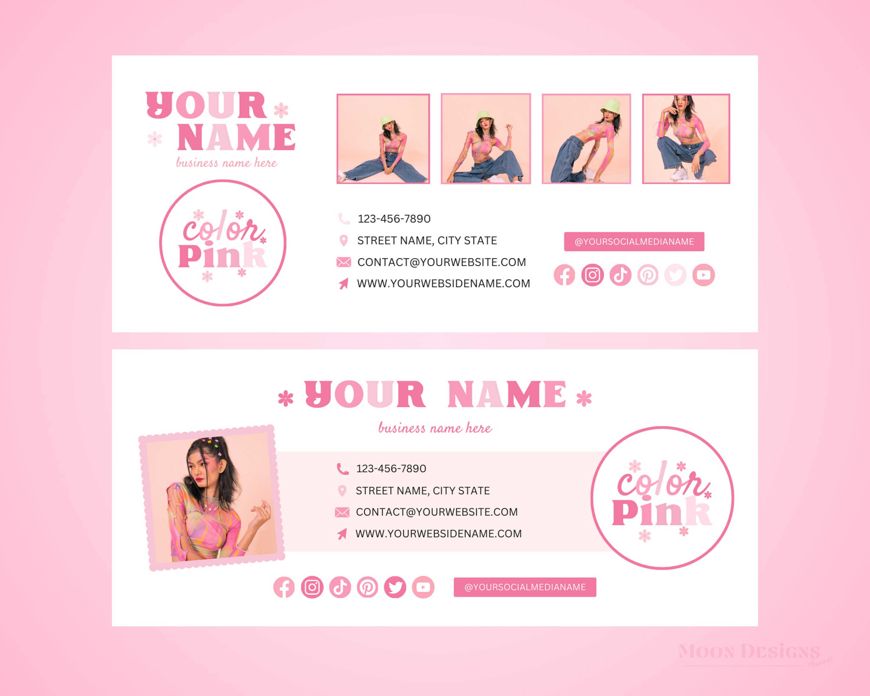 Editable Canva Email Signature Template, Color Pink Email Template ...