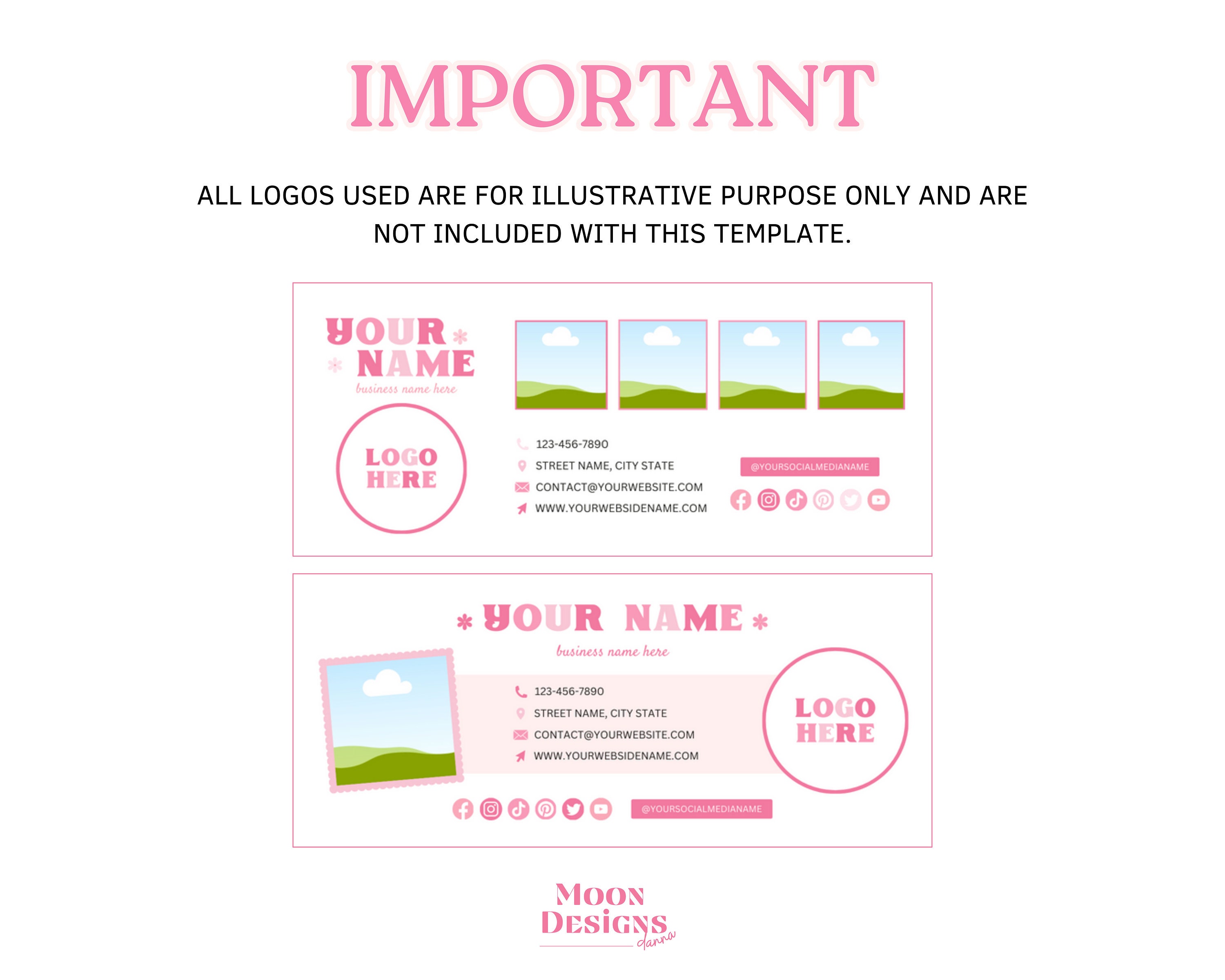 Editable Canva Email Signature Template, Color Pink Email Template ...