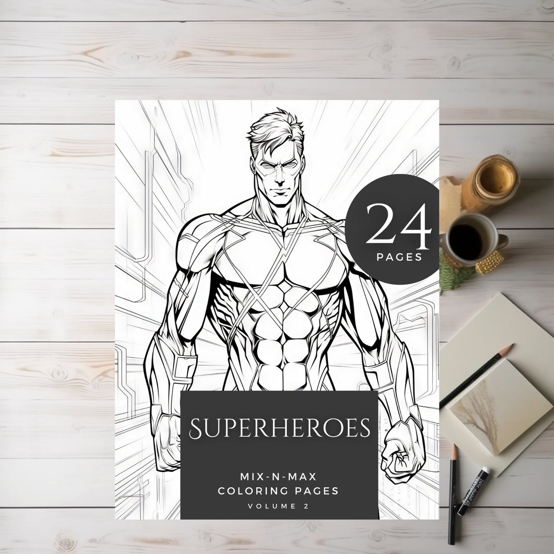 25 Superhero Coloring Book Pages, Colouring Pages for Children and ...