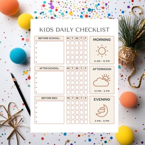 Editable Daily Checklist for Kids, Printable, Children Responsibility ...