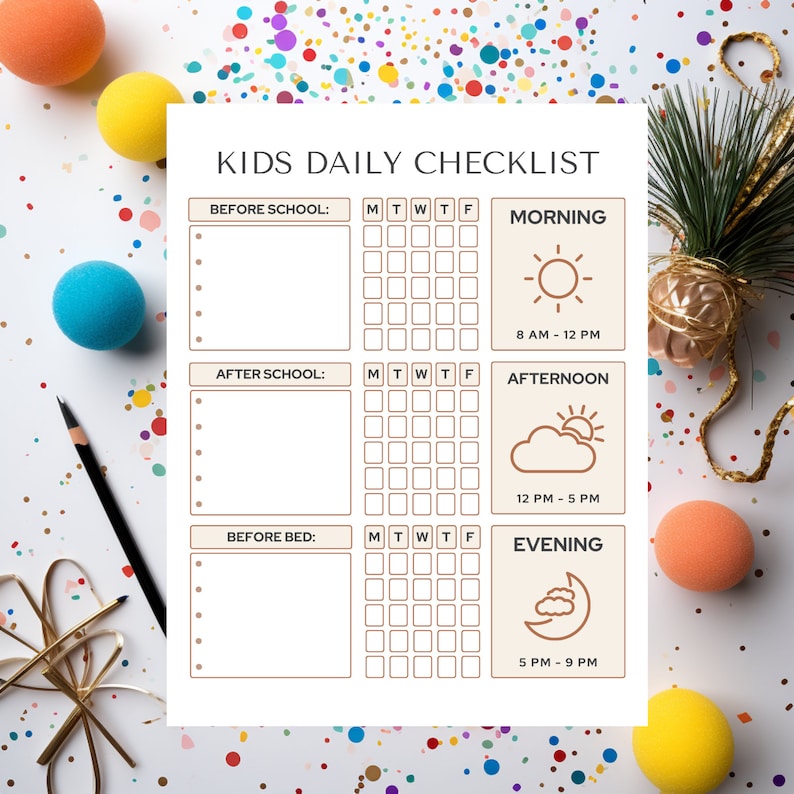 Editable Daily Checklist for Kids, Printable, Children Responsibility ...