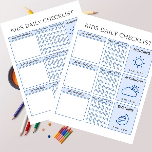 Editable Daily Checklist for Kids, Printable, Children Responsibility ...