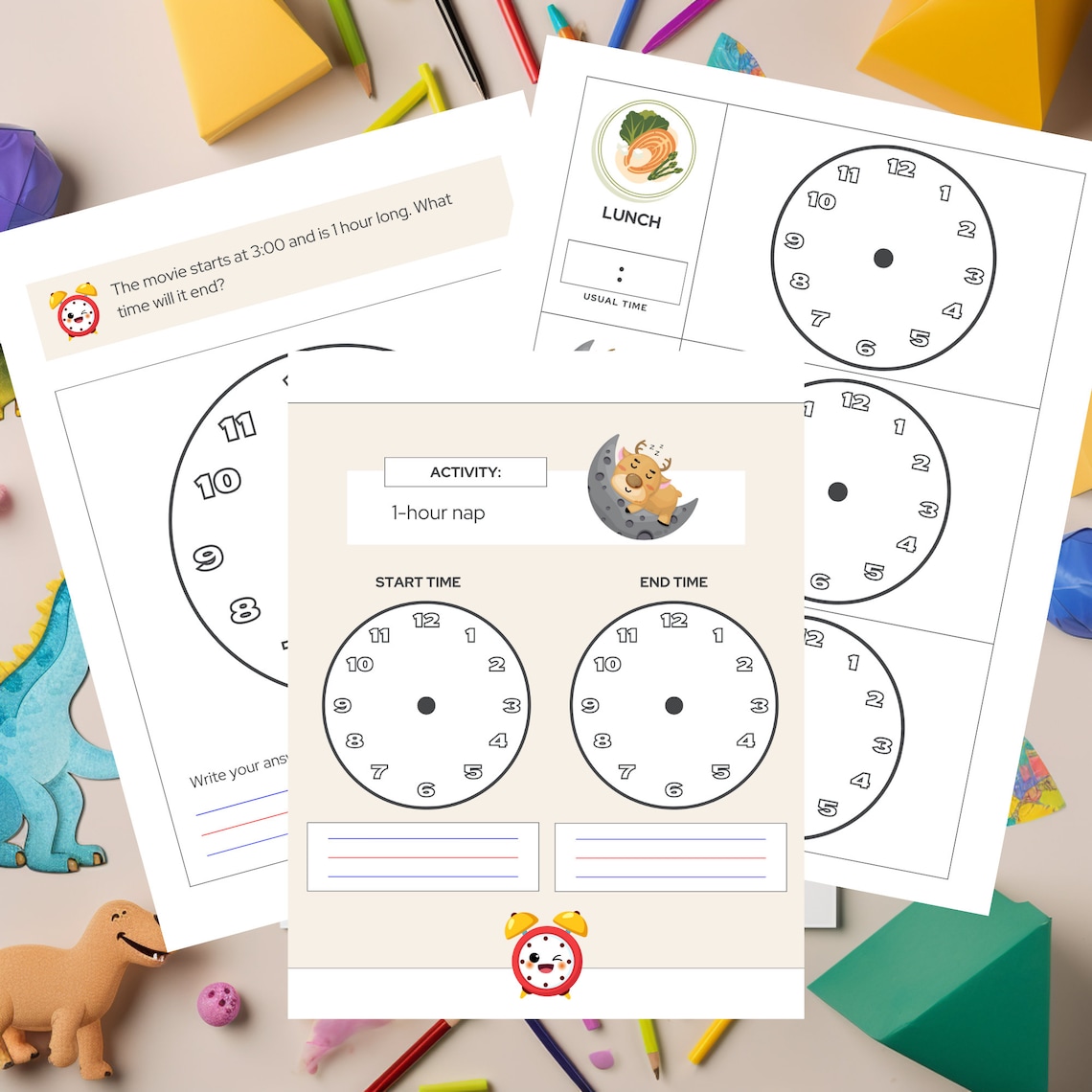 Editable Learn the Clock Workbook 19 Page Neutral Preschool Printable ...