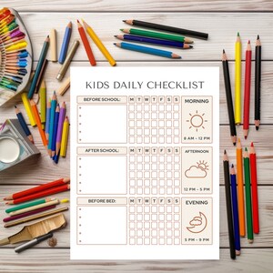 Editable Daily Checklist for Kids, Printable, Children Responsibility ...