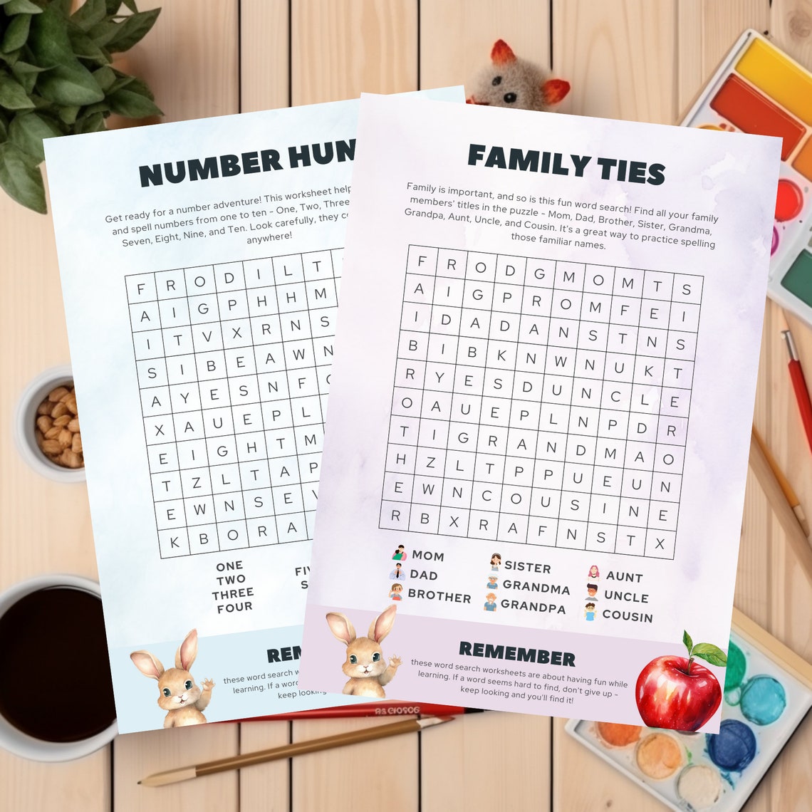 Simple Word Search Printable Puzzle Children Word Search Bundle ...
