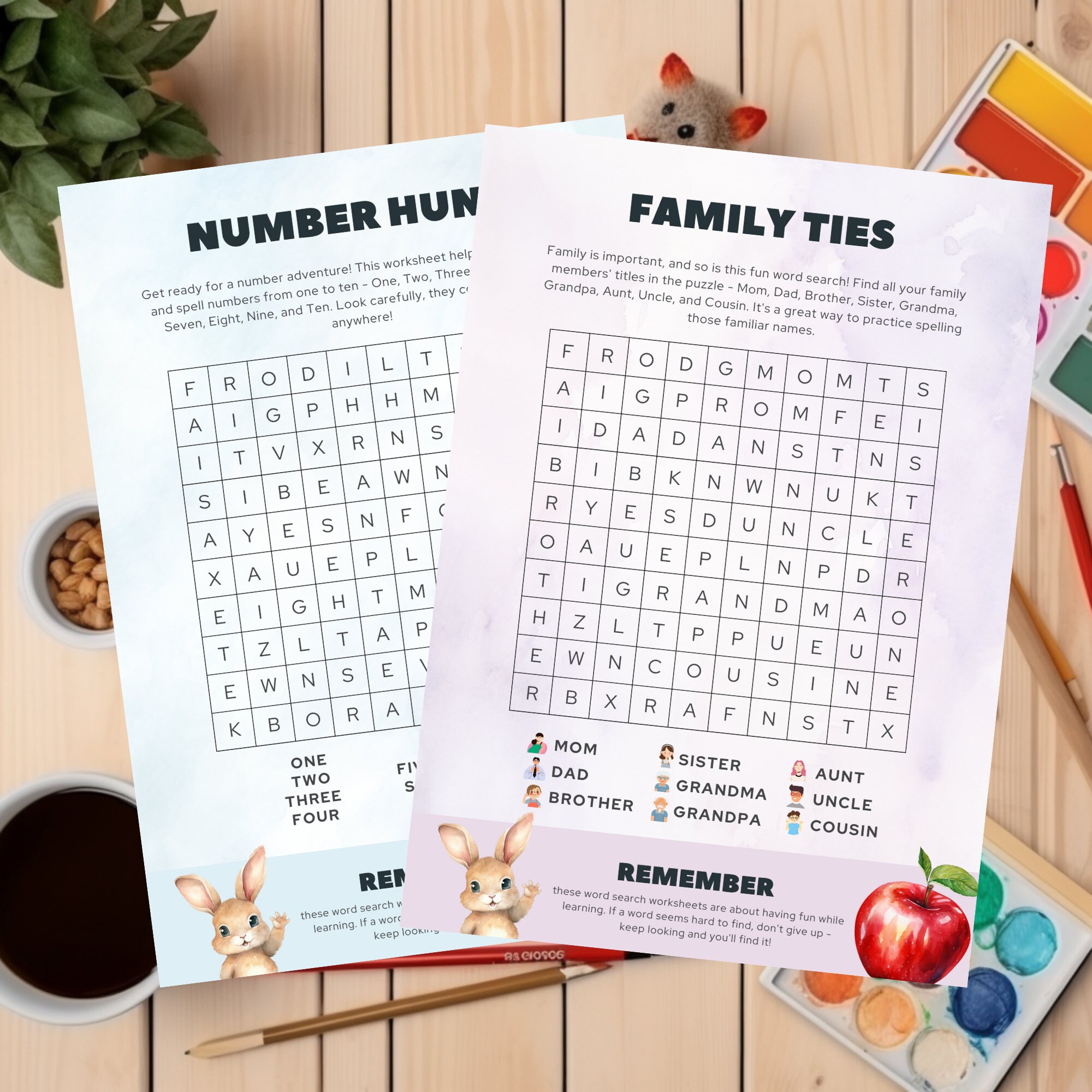 Simple Word Search Printable Puzzle Children Word Search Bundle ...