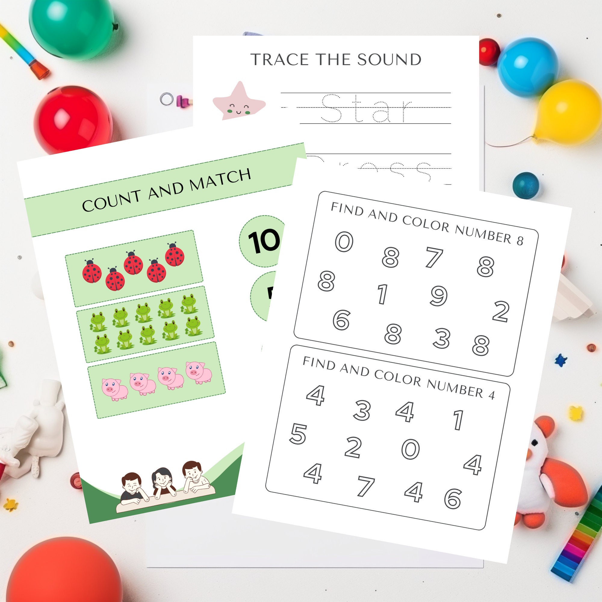 Childrens Activity Sheets Printable Instant Canva Download Green Kids ...