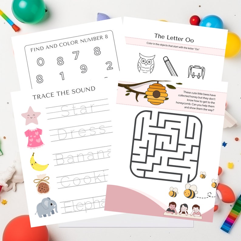 Childrens Activity Sheets Printable Instant Canva Download Pink Kids ...