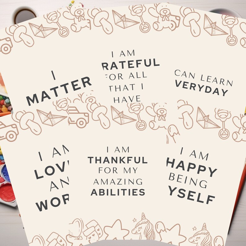 Neutral Affirmation Cards for Kids, 35 Printable Cards, Positive ...